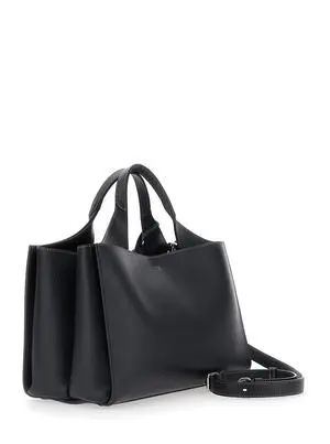 TOD'S Black Handbag With T Plate On The Front And Adjustable Strap In Leather For - Multicolor