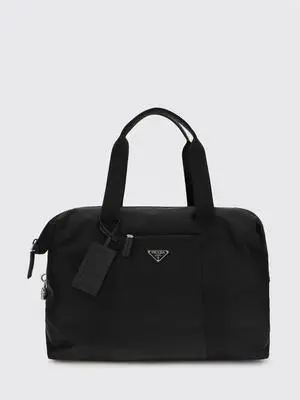 Prada Recycled Nylon Duffle Bag With Logo - Black