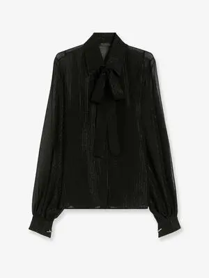 Max Mara Silk Shirt With Lurex Profiles - Multicolor