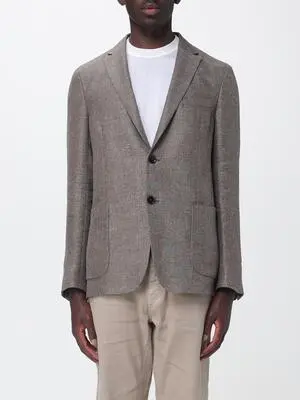 Zegna Linen And Wool Basketweave Single-breasted Blazer - Brown