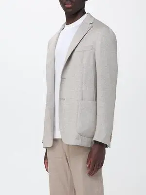 Zegna Chevron Silk, Linen And Wool Single-breasted Blazer