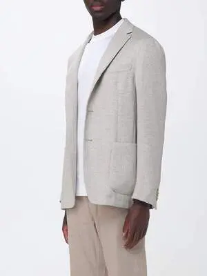 Zegna Chevron Silk, Linen And Wool Single-breasted Blazer - Blue