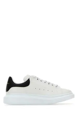Alexander McQueen Leather Sneakers With Black Leather Heel - White