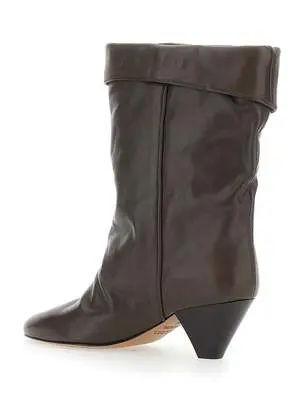 Isabel Marant Étoile Dalby' Brown Ankle Boots With Pointed Design In Smooth Leather For - Multicolor