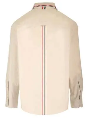 Thom Browne Stripe Cotton Flannel Oversized Shirt
