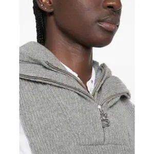 Sportmax Quarter-zip Ribbed Knit Vest - Gray
