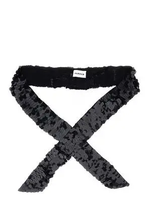 P.a.r.o.s.h Black Scarf With All-over Sequins In Tech Fabric For