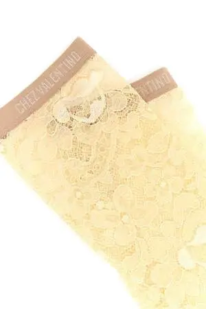 Valentino Garavani Cream Stretch Lace Socks - Yellow