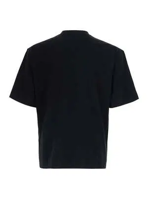 Stone Island Crew Neck Heavyweight With Short Sleeves And Patch, Tech Fabric - Black