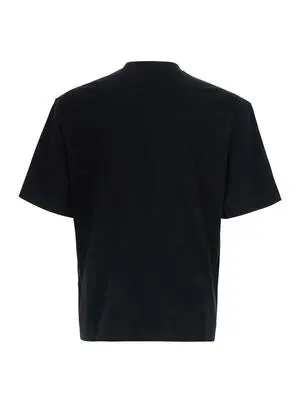 Stone Island Crew Neck Heavyweight With Short Sleeves And Patch, Tech Fabric - Black