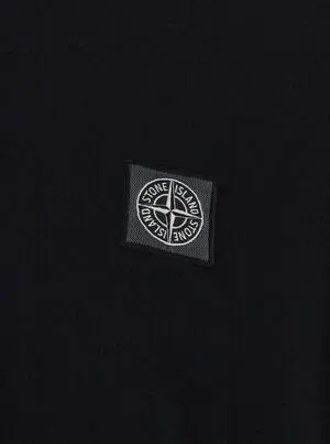 Stone Island Crew Neck Heavyweight With Short Sleeves And Patch, Tech Fabric - Black
