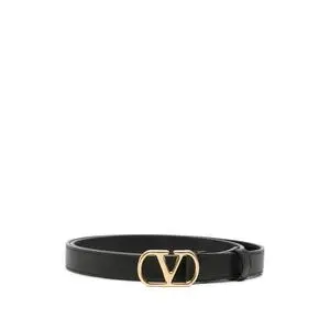 Valentino Garavani VALENTINO VLogo Signature Leather Belt Black