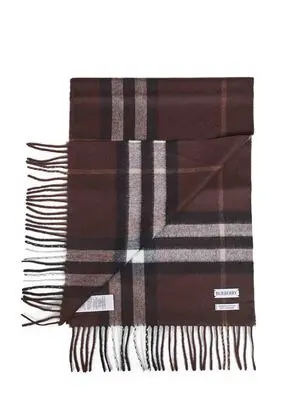 Burberry Treacle Brown Check Cashmere Scarf - Multicolor