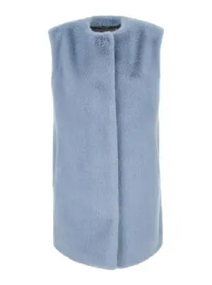 Herno Blue Fur With Round Collar In Faux Fur - Multicolor