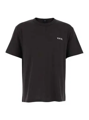 A.p.c. Crew Neck T-shirt With Front Logo In Cotton - Brown
