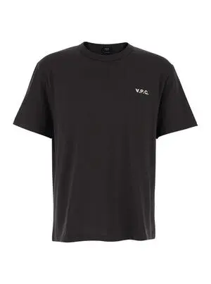 A.p.c. Crew Neck T-shirt With Front Logo In Cotton - Brown