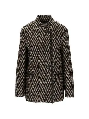 FORTE_FORTE Chevron Jacquard Oversized Jacket - Black