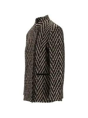 FORTE_FORTE Chevron Jacquard Oversized Jacket - Black