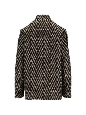 FORTE_FORTE Chevron Jacquard Oversized Jacket - Black