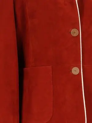 FORTE_FORTE Suede Band Collar Jacket - Orange