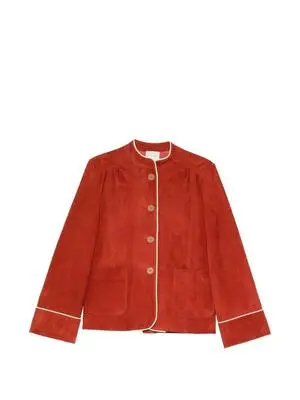 FORTE_FORTE Suede Band Collar Jacket - Orange