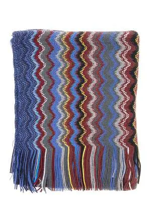 Missoni Scarf With All-over Zig Zag Motif And Fringed Edge In Wool And Fabric Blend For - Multicolor