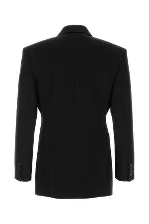 Saint Laurent Veste Croisée Grain De Poudre - Black