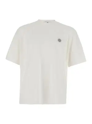 Stone Island Crew Neck Heavyweight T-shirt With Crew Neck And Short Sleeves In Cotton For - White