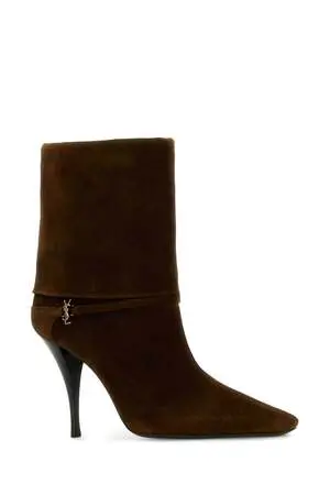 Saint Laurent Vicky 90 Bootie - Brown