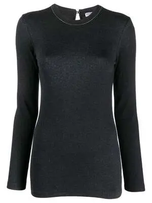 BRUNELLO CUCINELLI BRUNELLO CUCINELLI Chain Collar Long-Sleeved Fitted Top