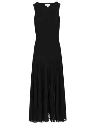 Alaïa Pleated Sheer Midi Dress - Black