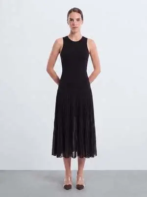 Alaïa Pleated Sheer Midi Dress