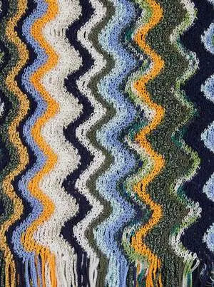 Missoni Scarf With All-over Zig Zag Motif And Fringed Edge In Fabric For - Multicolor