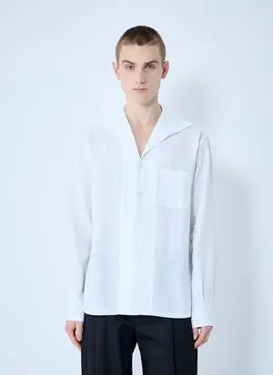 Dolce & Gabbana Linen Spread Collar Shirt - White