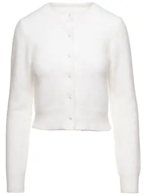MAISON MARGIELA Angora Cropped Cardigan - White