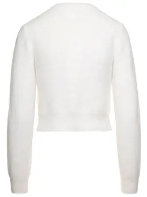 MAISON MARGIELA Angora Cropped Cardigan - White