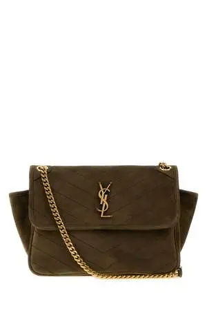 Saint Laurent Army Suede Niki Tripouch Shoulder Bag - Green