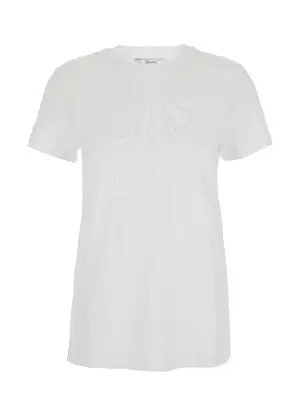 Max Mara Cotton T-shirt With Tonal Logo - White