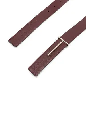 TOM FORD Grained Leather And Spazzolato Leather Slim T Belt - Red