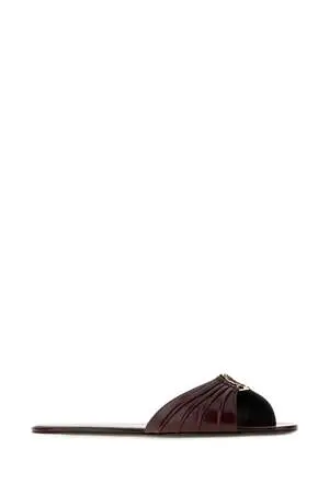Saint Laurent Burgundy Leather Babylone Slippers - Red
