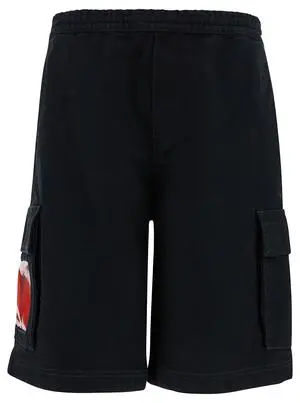 44 LABEL GROUP Black Cargo Bermuda Shorts With Logo Embroidery In Cotton - Multicolor