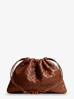 Bottega Veneta Medium Dustbag Leather Clutch Bag With Intrecciato Effect - Multicolor