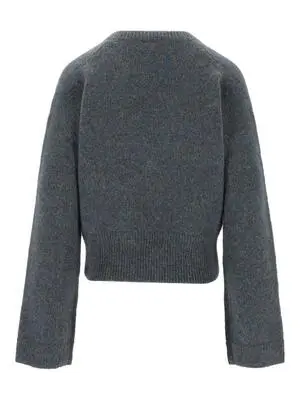 GANNI Melange Mohair V-neck Sweater - Blue