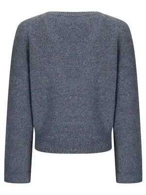 GANNI Melange Mohair V-neck Sweater - Blue