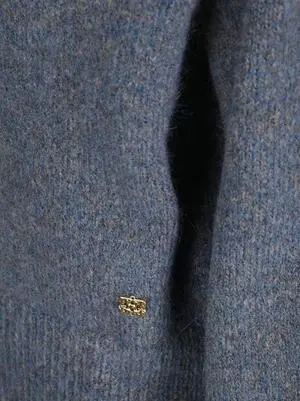 GANNI Melange Mohair V-neck Sweater - Blue