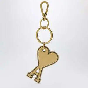 AMI Paris De Coeur Metal Keyring In Vibrated Brass - Silver