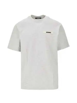 Jacquemus T-shirt With Grosgrain Logo Appliqu - Gray
