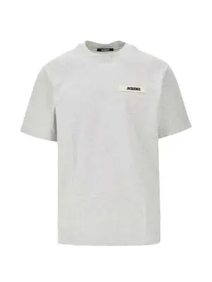 Jacquemus T-shirt With Grosgrain Logo Appliqu - Gray