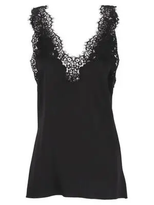 Stella McCartney Satin Finish Lace Detail Tank - Black