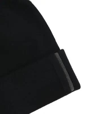 Brunello Cucinelli Ribbed Cashmere Knit Beanie With Monili Detail - Black